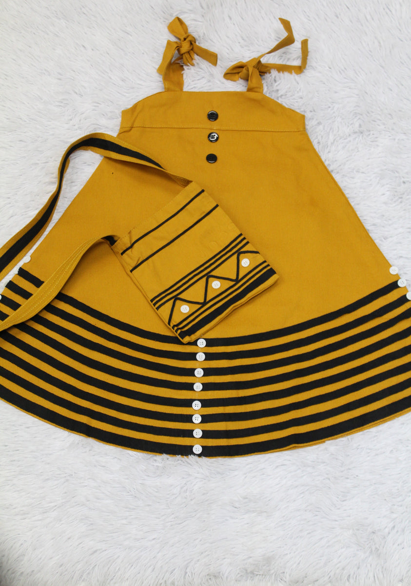 Girls Traditional Dresses With Adjustable Straps~Mustard – ZE Africa