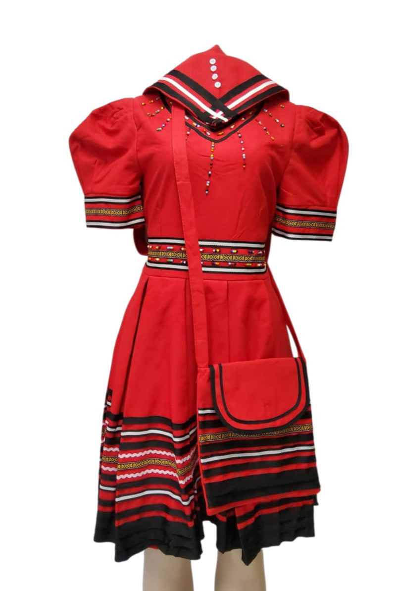 Ladies Traditional Dress Bag And Doek -Red – ZE Africa