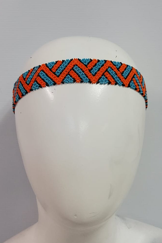 Ladies Traditional Head piece With String To Tie- Orange/Blue – ZE Africa