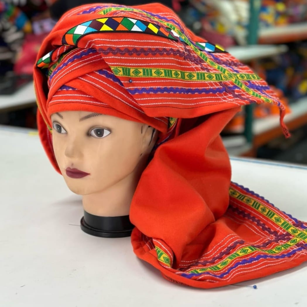 Ladies Traditional Triangle Doek- Red – ZE Africa